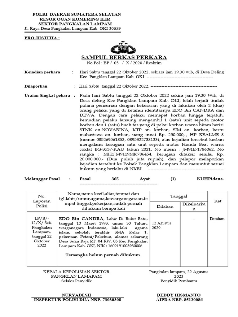 Sampul Berkas Perkara | PDF