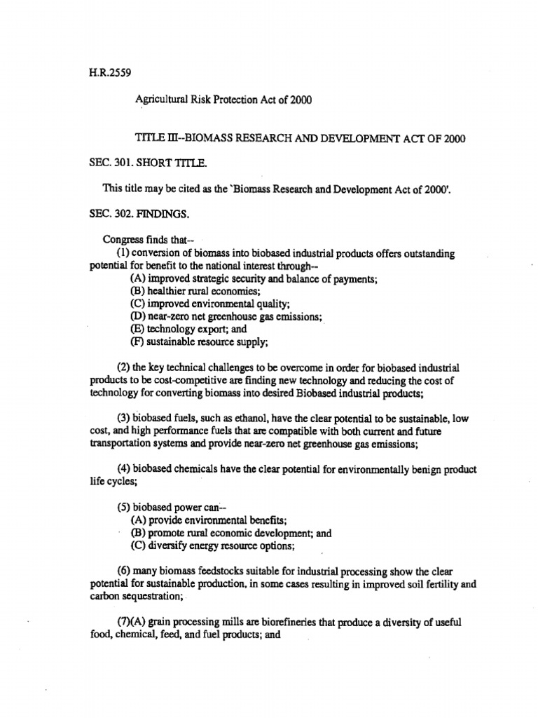 Biomass RD Act 2000 | PDF | Biorefinery