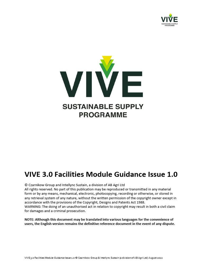 Vive Program Facility Download Free Pdf Sustainability Regulatory