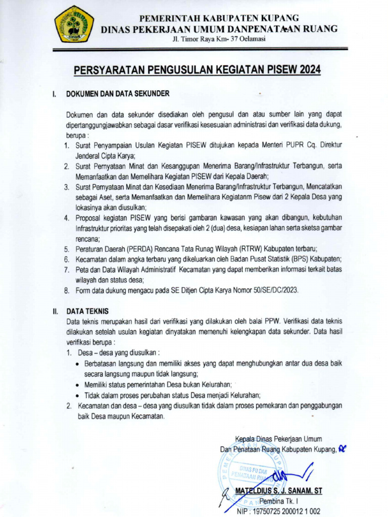 Persyaratan Usulan Pisew 2024 | PDF
