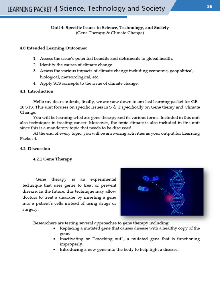 Unit 4: Specific Issues in Science, Technology, and Society | PDF