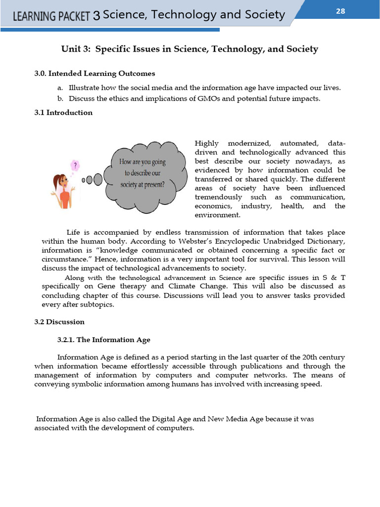 Unit 3: Specific Issues in Science, Technology, and Society | PDF ...