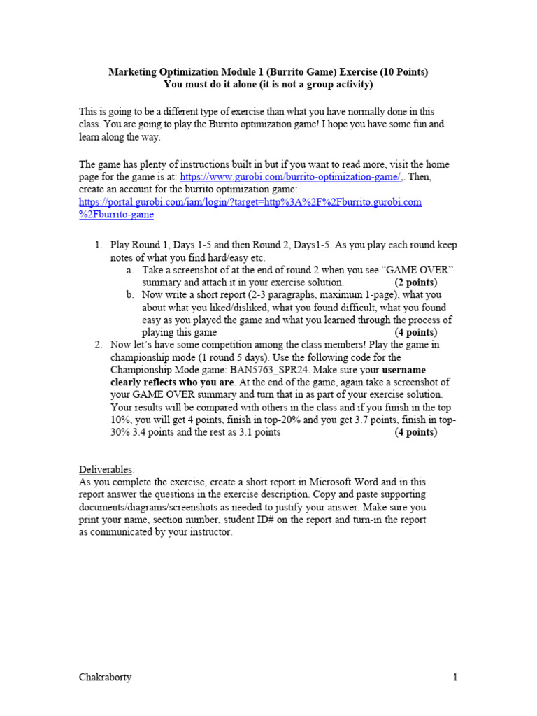 Optimization Burrito Exercise Updated | PDF