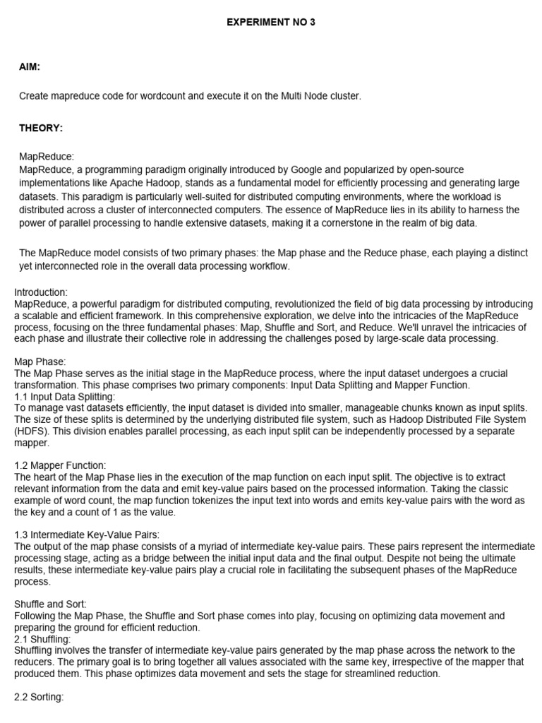 BDA Experiment 3 | PDF | Map Reduce | Apache Hadoop