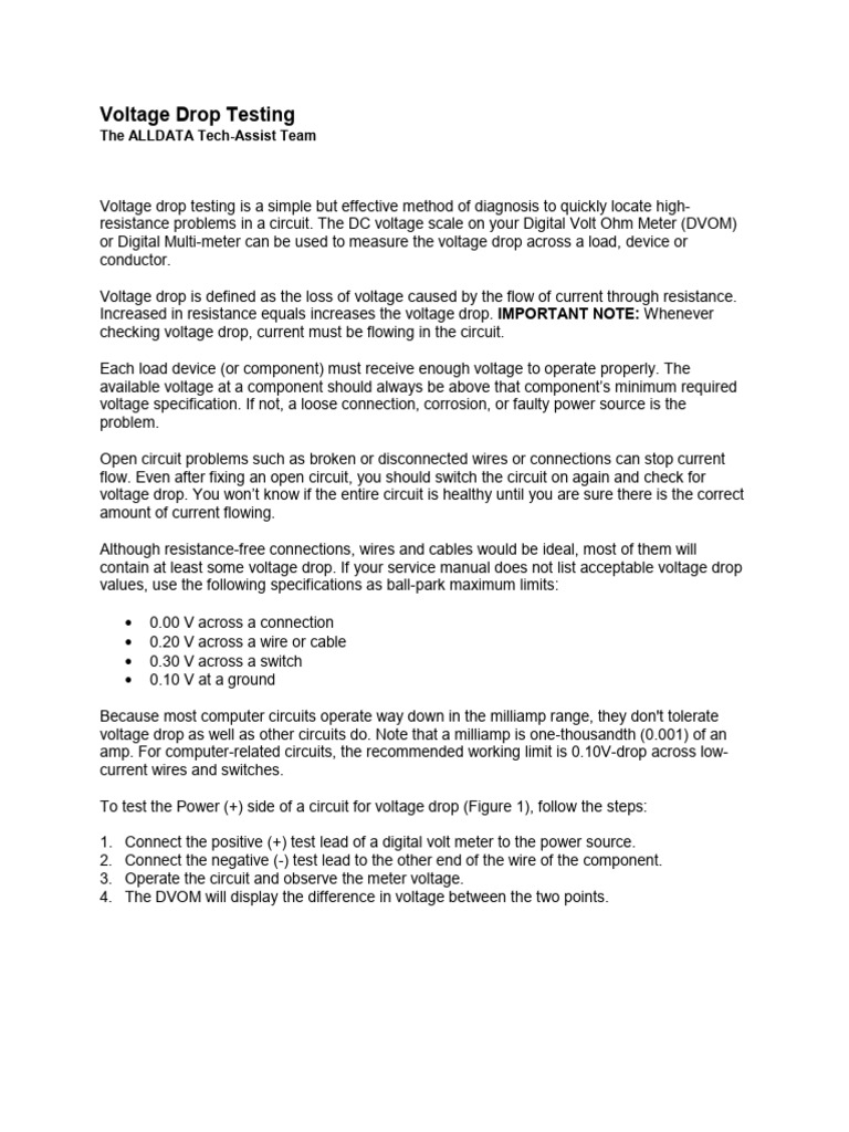Voltage Drop Test 122718 | PDF | Voltage | Electrical Network