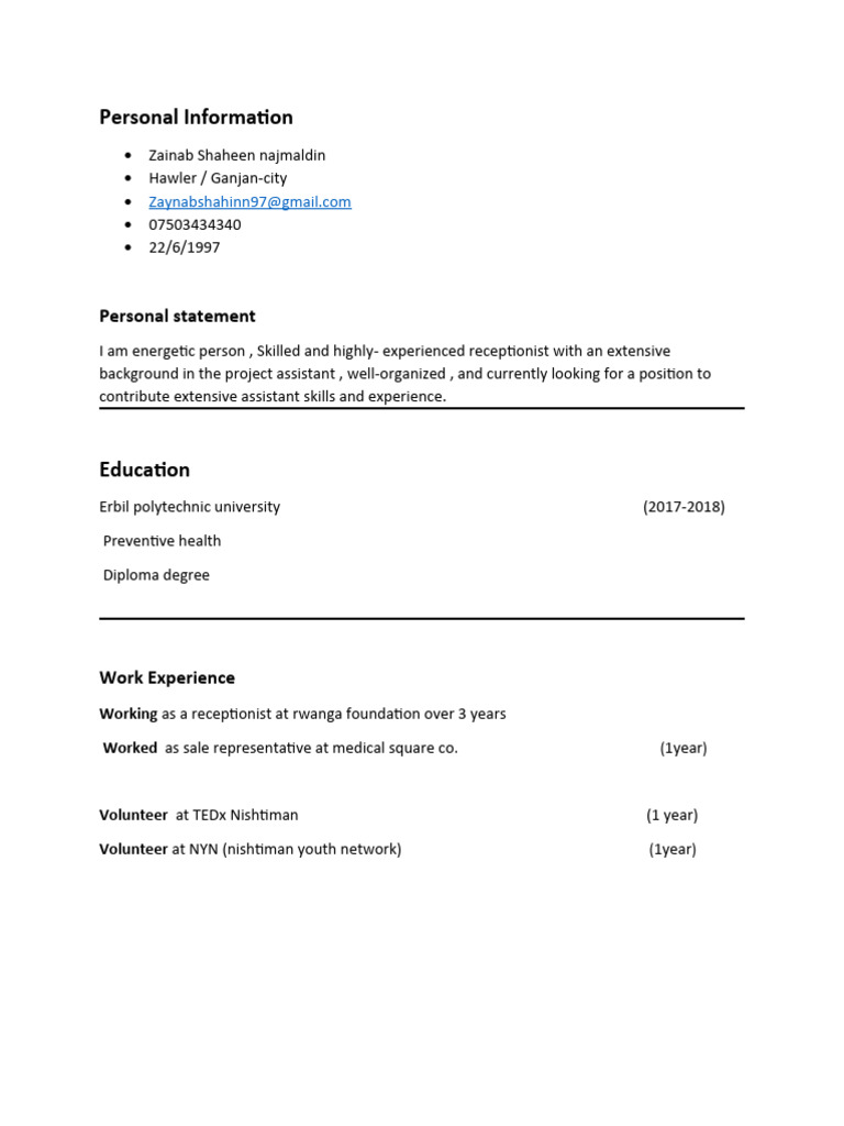 Zainab's CV | PDF
