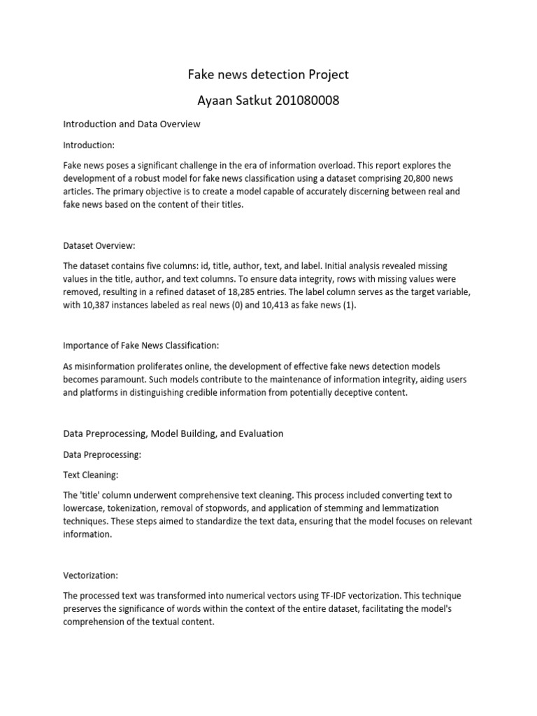 Fake News Detection Project | PDF | Applied Mathematics | Cognition