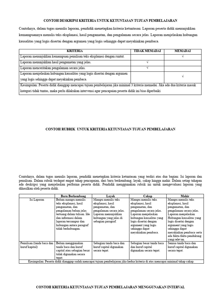 Kriteria Ketuntasan Tujuan Pembelajaran | PDF