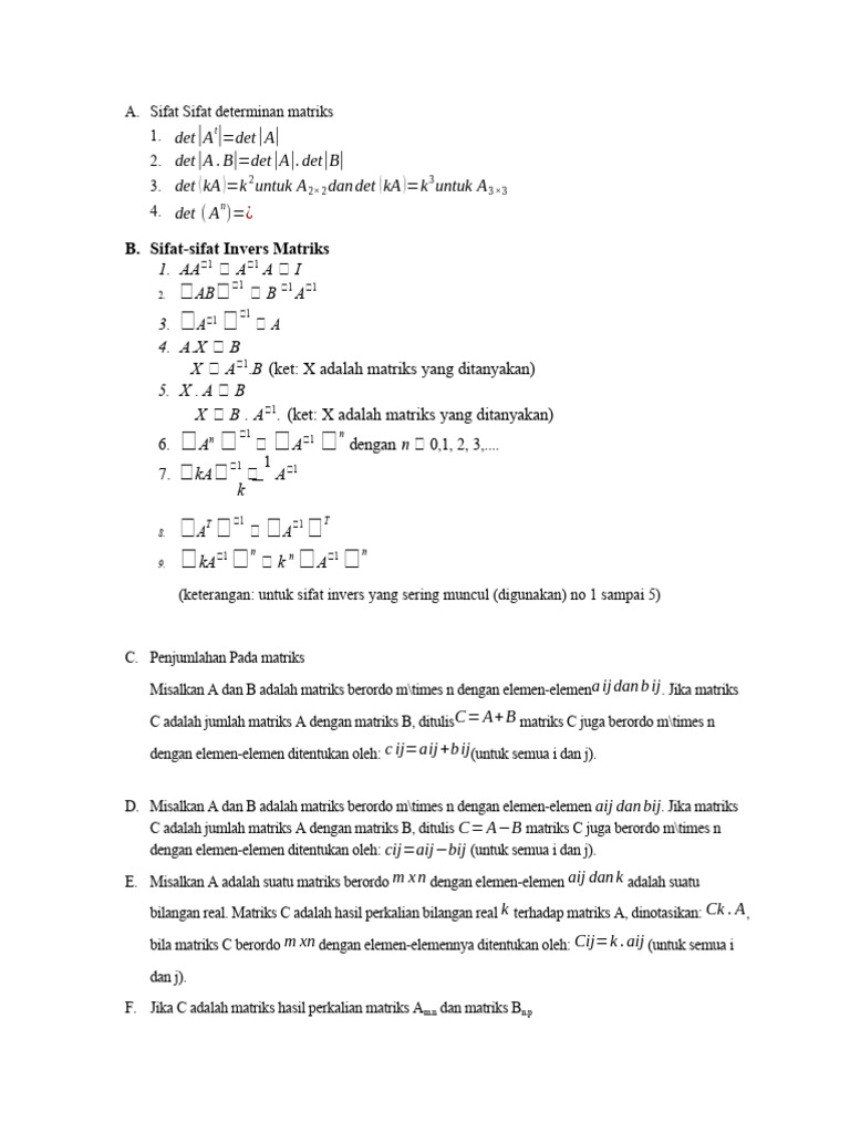 Sifat Determinan dan Invers Matriks | PDF | Metode & Bahan Ajar | Komputer