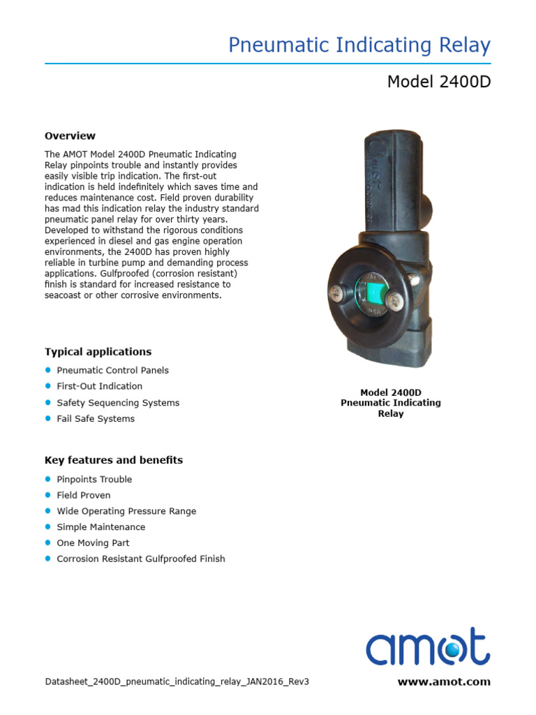 Datasheet 2400D Pneumatic Indicating Relay JAN2016 Rev3 | PDF | Pipe ...