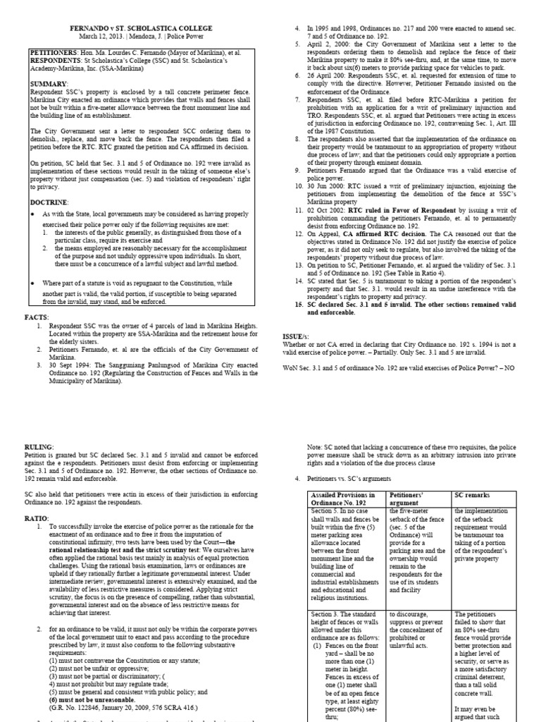 Fernando Vs St. Scholasticas College | PDF | Rational Basis Review ...
