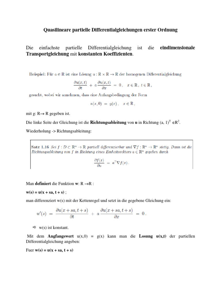 Vorlesung14-Quasilineare Partielle Differentialgleichungen | PDF