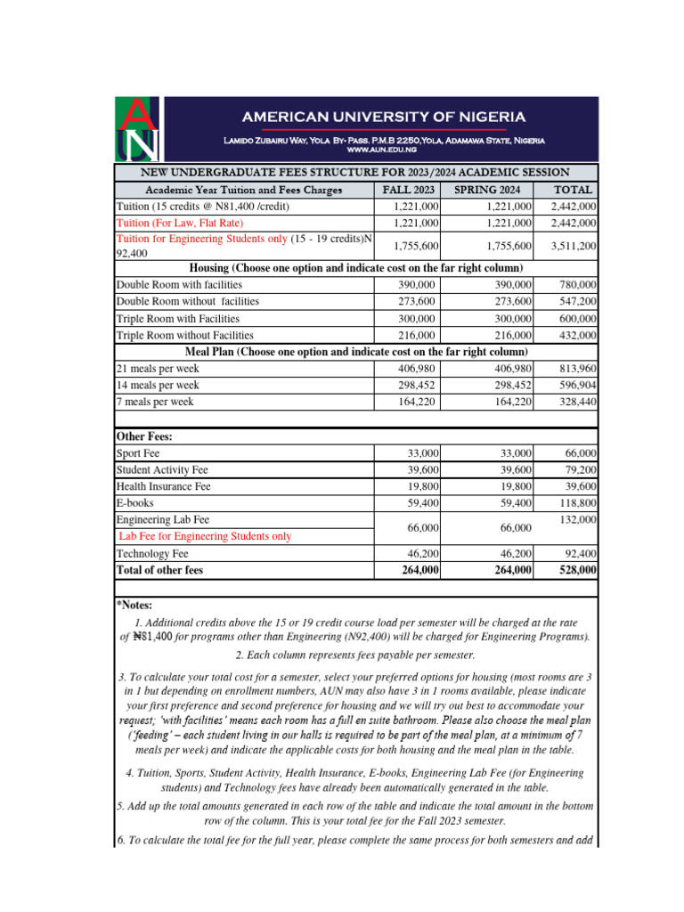 2023-2024 New Fees Structure PDF | PDF | Fee | Tuition Payments
