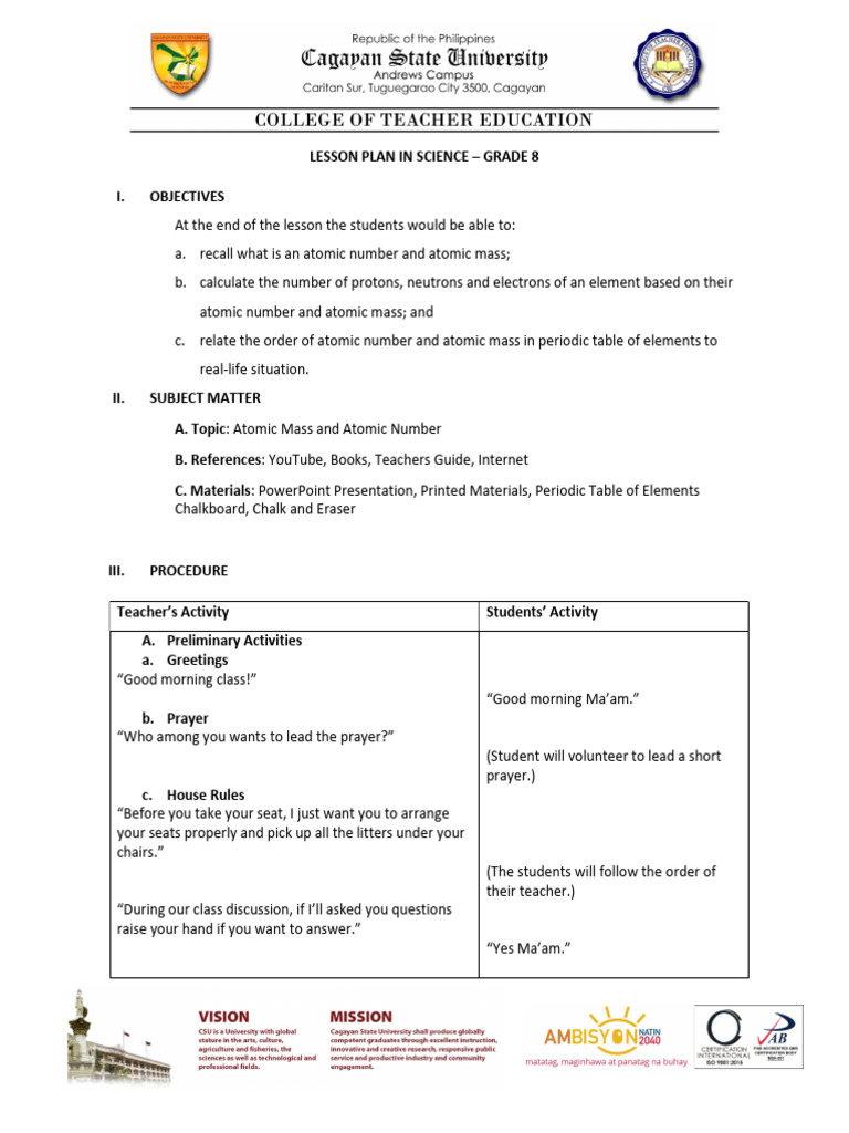 Lesson Plan in Science | PDF