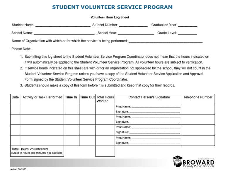 Studentvolunteerlogsheet | PDF | Career & Growth