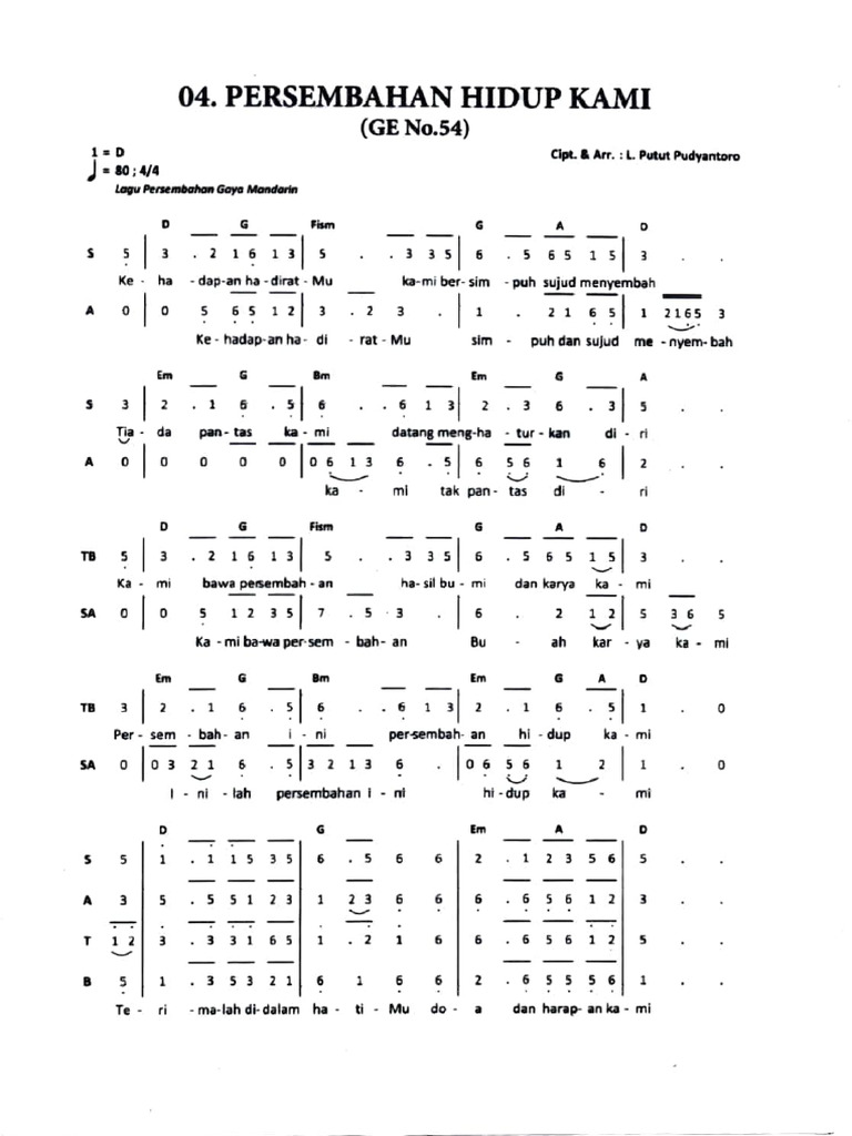 Lirik Lagu Persembahan Hidup Kami | PDF