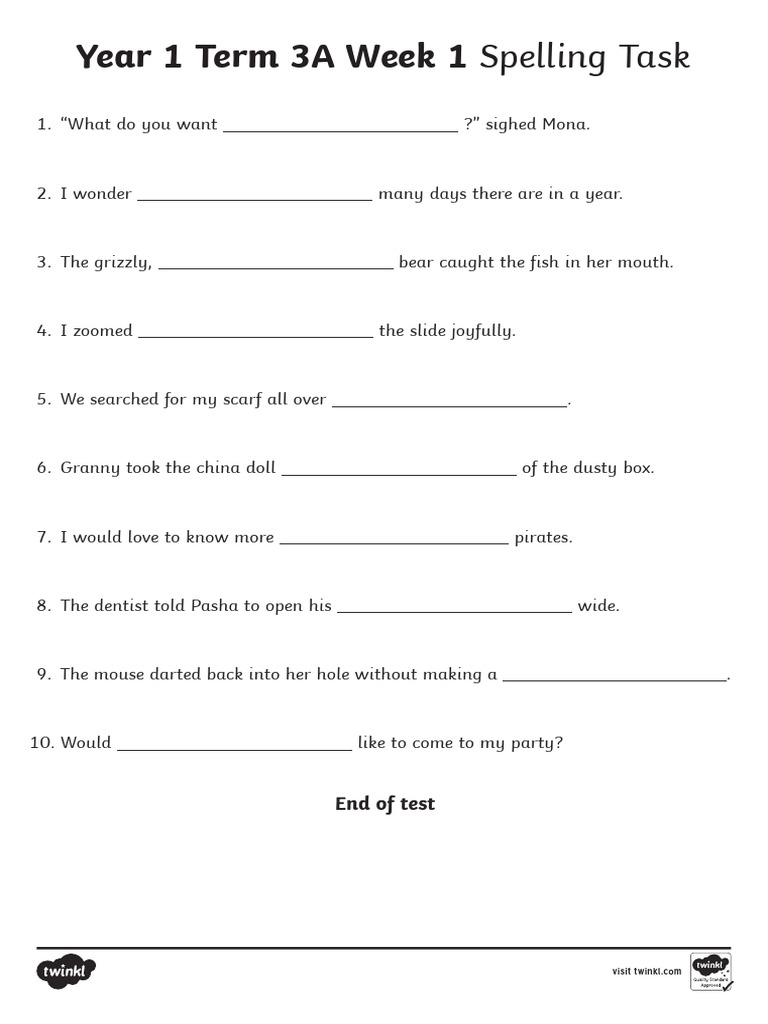 Spelling Task Sheets | PDF