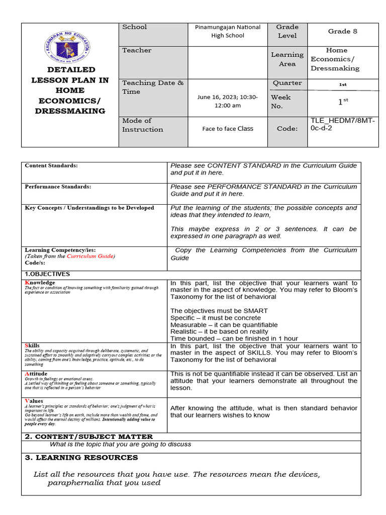 Lesson Plan For Lecture For Merge | PDF | Educational Assessment | Learning
