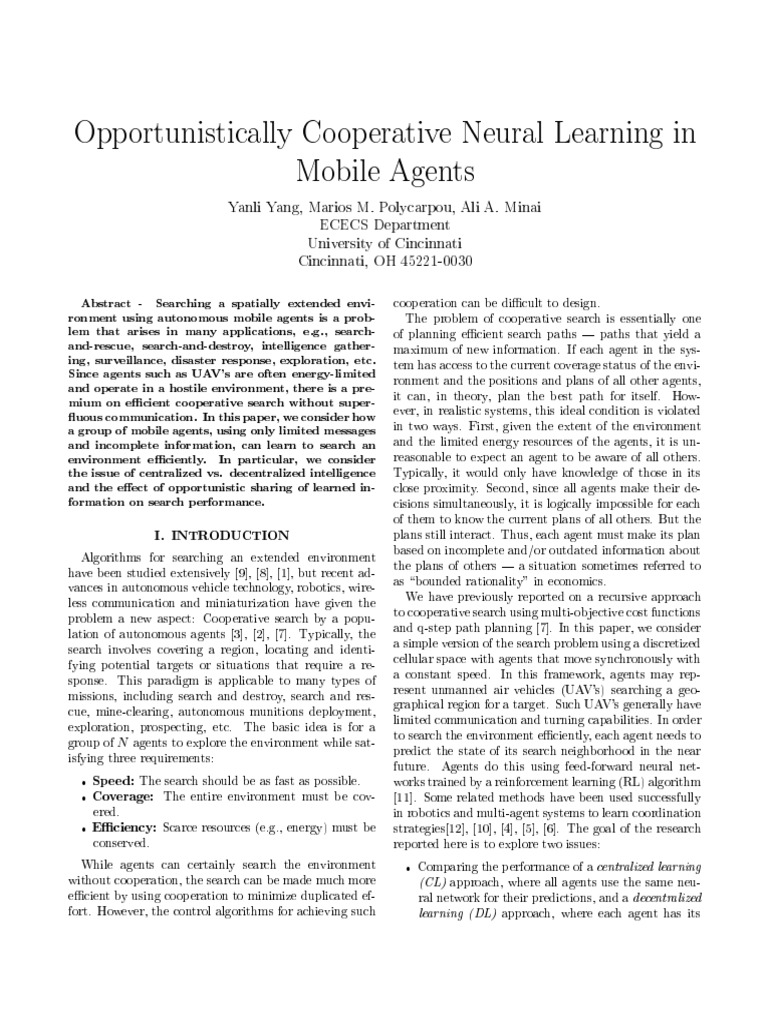 2002 - Opportunistically Cooperative Neural Learning in Mobile Agents | PDF