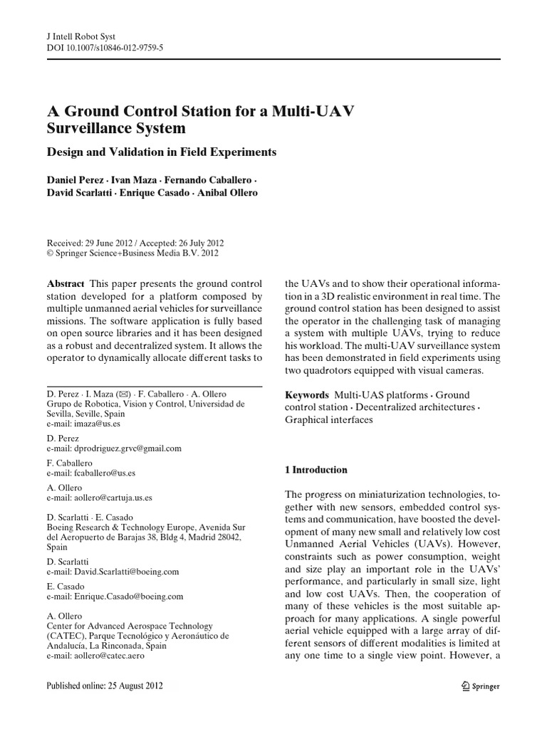 2012 - A Ground Control Station For A Multi-UAVSurveillance System | PDF | Unmanned Aerial ...