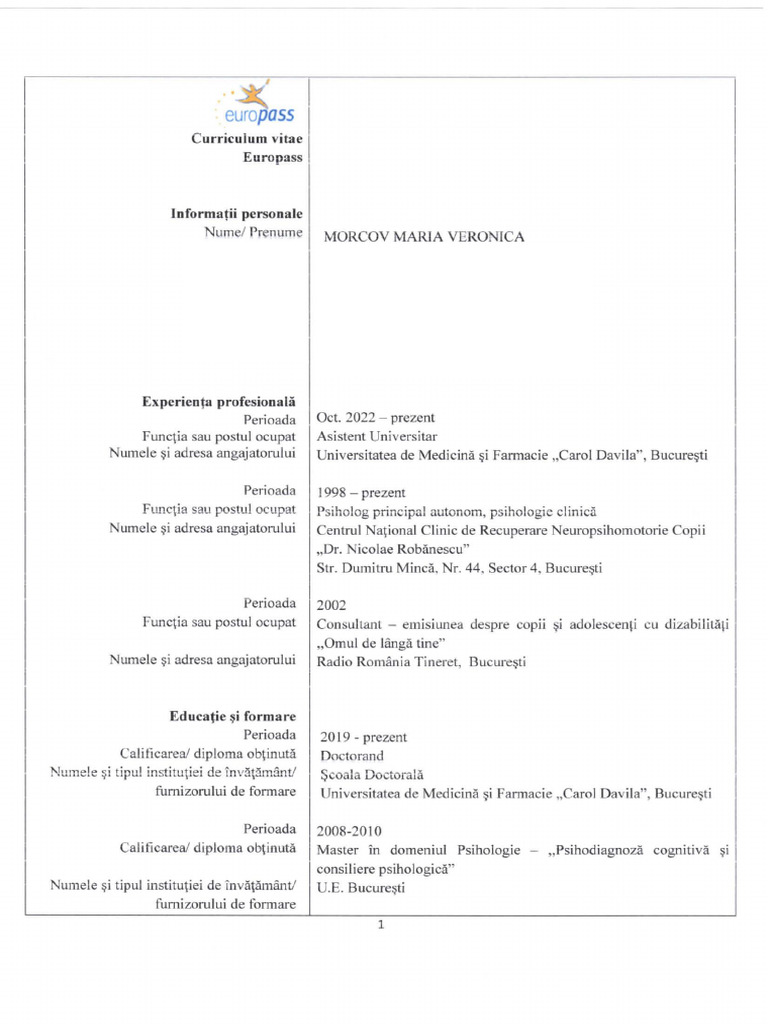 CV APOSTOL Cas. MORCOV G. MARIA-VERONICA | PDF