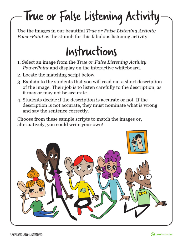 True or False Listening Activity | PDF