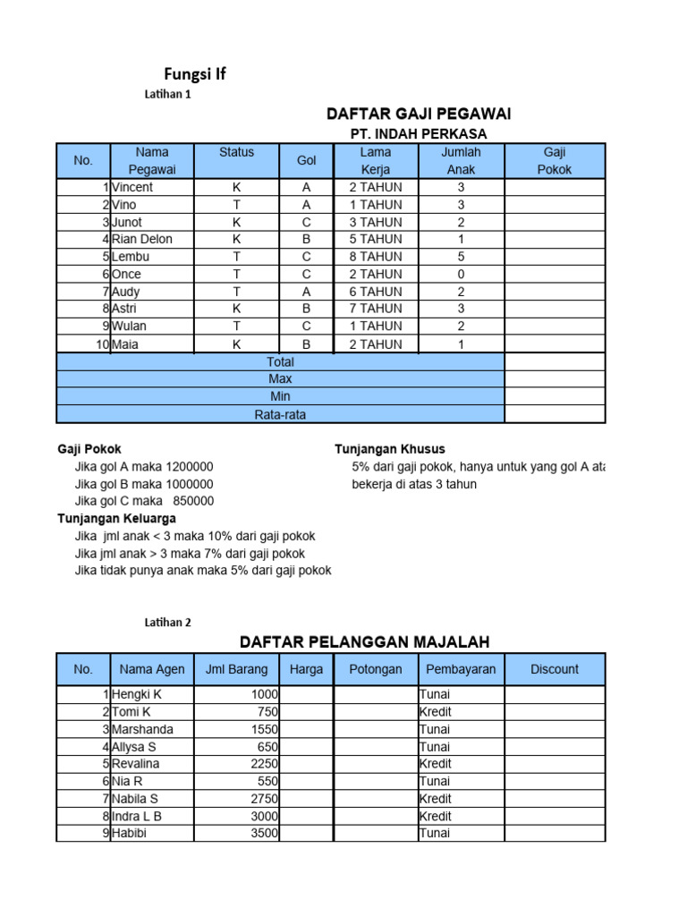 Latihan Excel Intermediate | PDF