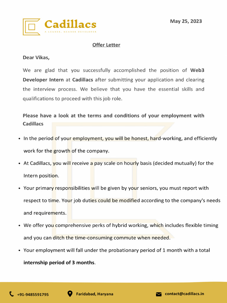 Vikas Offer Letter | PDF