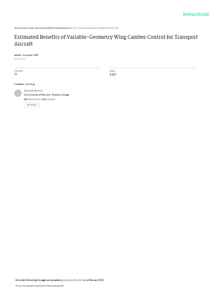 Estimated Benefits of Variable-Geometry Wing Camber Control For ...