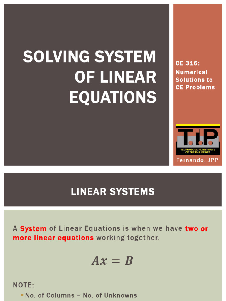 Presentation 3 CE316 | PDF | System Of Linear Equations | Computational Science