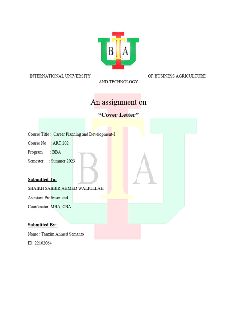 IUBAT Assignment Cover Page Template | PDF | Business