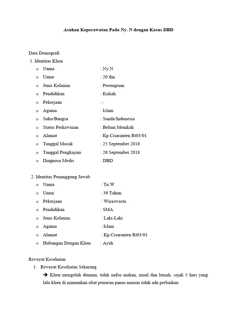 CONTOH KASUS DBD Pada Ny | PDF