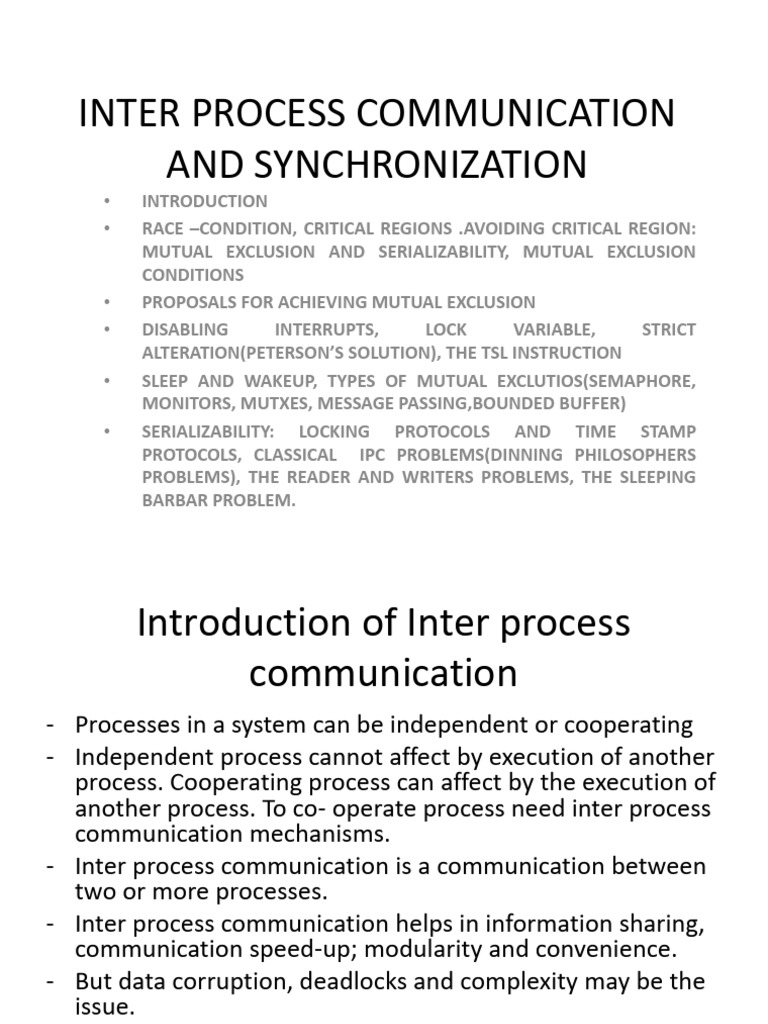 Unit - 3 Ipc and Synchronization | PDF | Process (Computing) | Systems Engineering