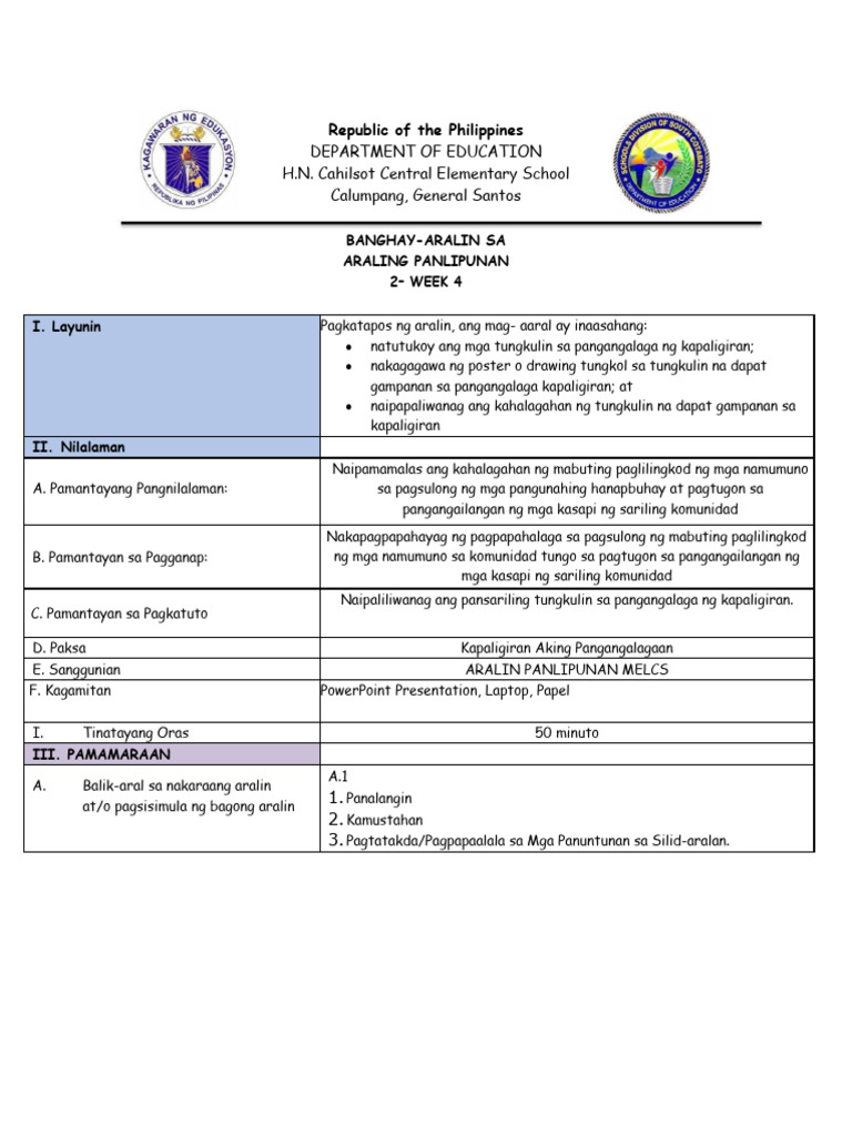 Ap Q3 Week 4 Lesson Plan | PDF