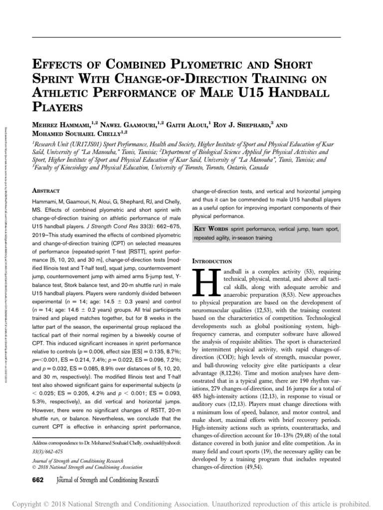 Effects of Combined Plyometric and Short Sprint.8 | PDF | Strength Training | Weight Training