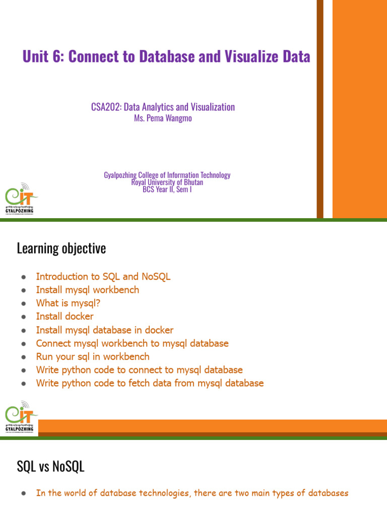 Unit 6 Connect To Database Pdf My Sql Relational Database 5134