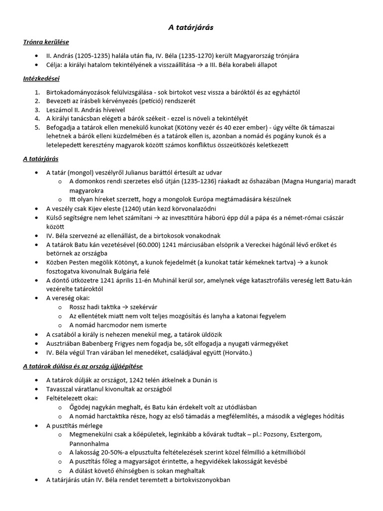 A Tatárjárás | PDF