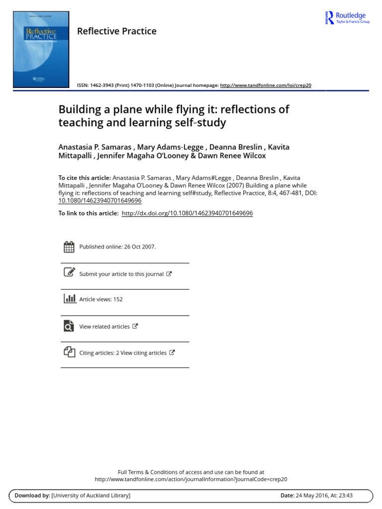 Samara Et Al 2007 Building A Plane While Flying It Reflections of ...