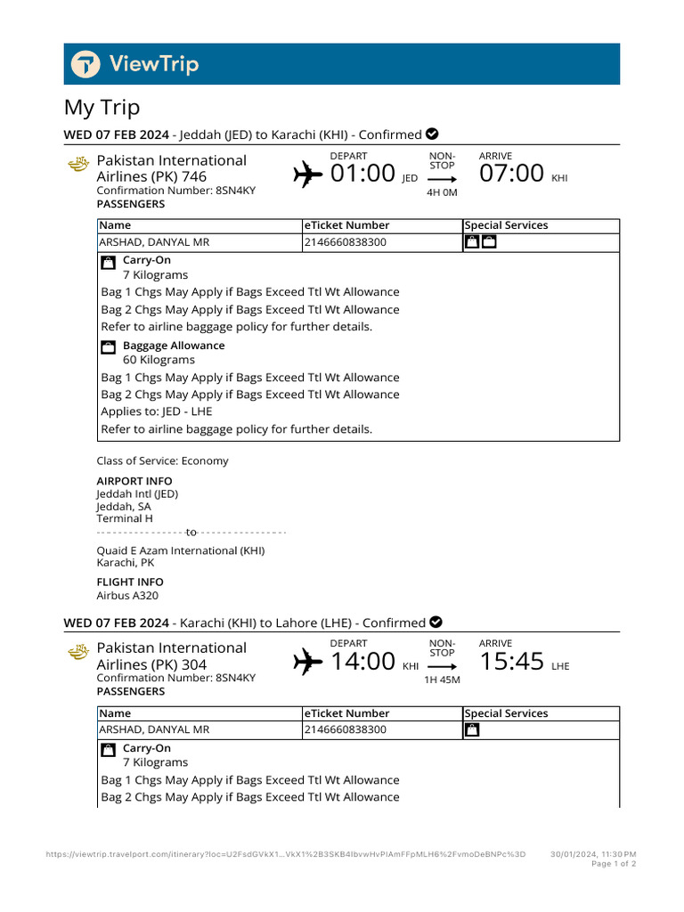 Travelport ViewTrip - My Trip | PDF | Baggage | Civil Aviation
