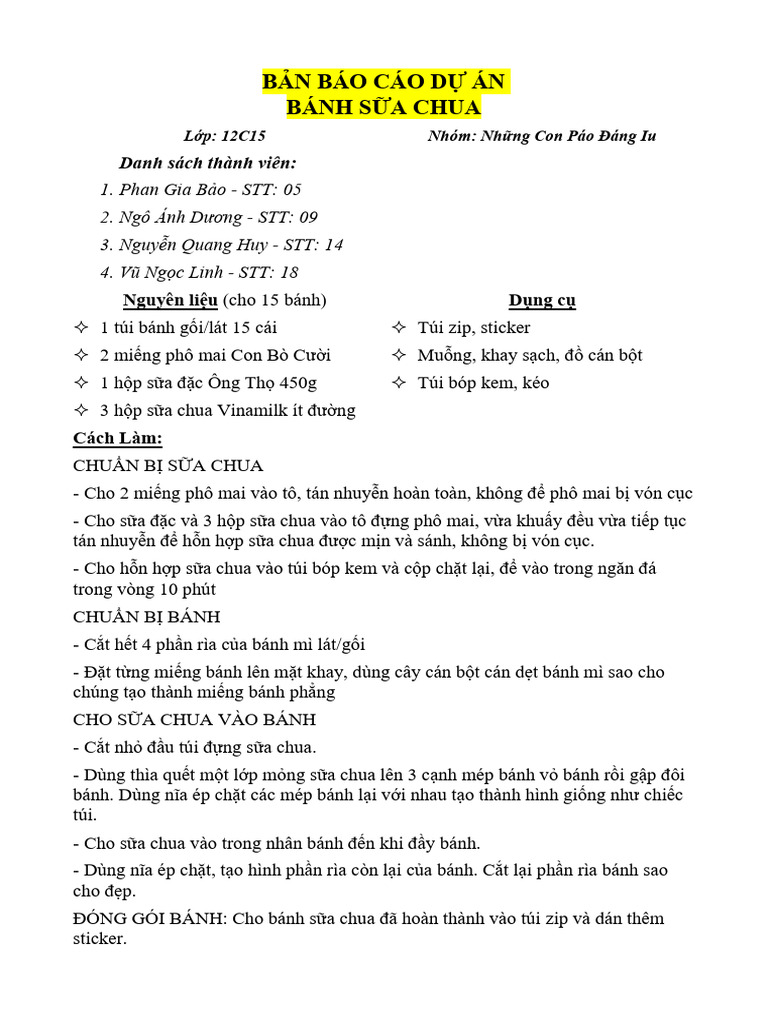 Báo Cáo D Án - C15 - NH NG Con Páo Đáng Iu | PDF