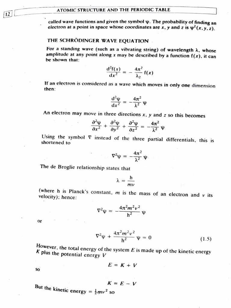 J D Lee Schrodinger Wave Equation | PDF | Physical Phenomena | Physics
