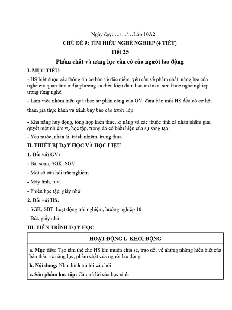 Ga HĐTN Tuan 25-28 | PDF