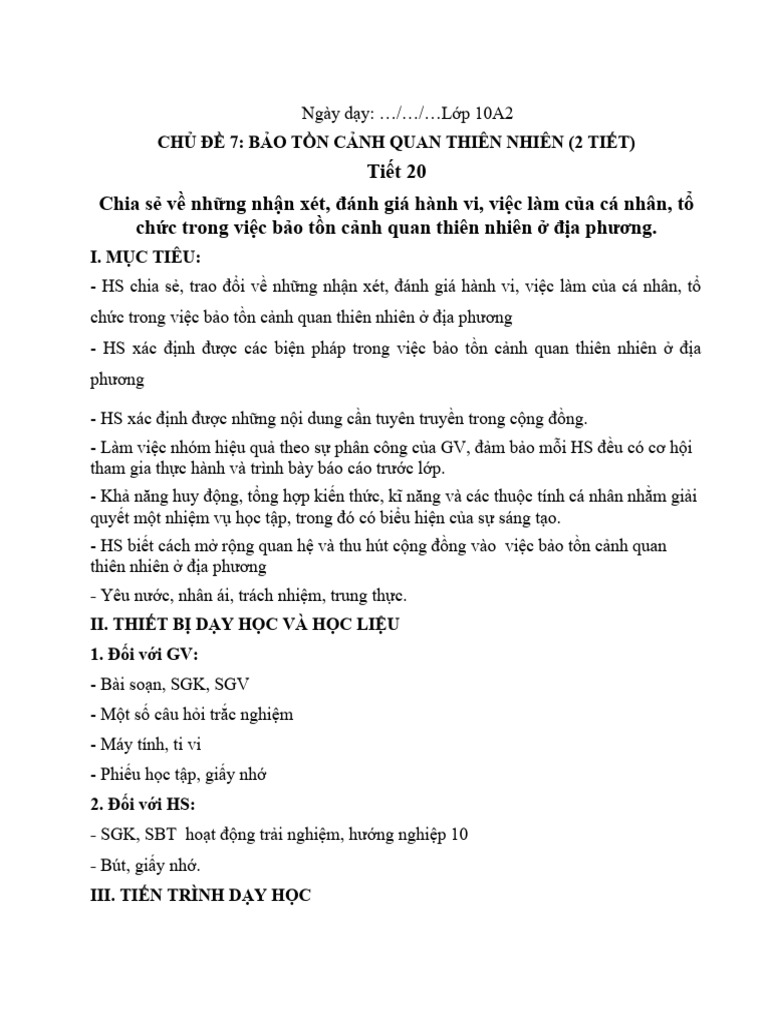 Ga HĐTN Tuan 20+21 | PDF