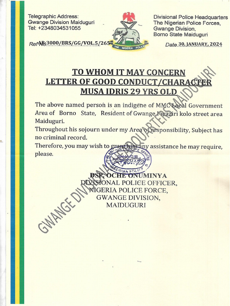 Letter of Good Conduct PDF - 080712 | PDF