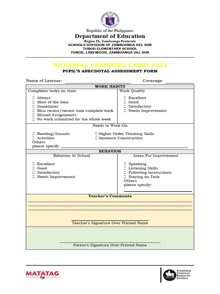 NLC Anecdotal Record ELEM | PDF | Change | Behaviorism