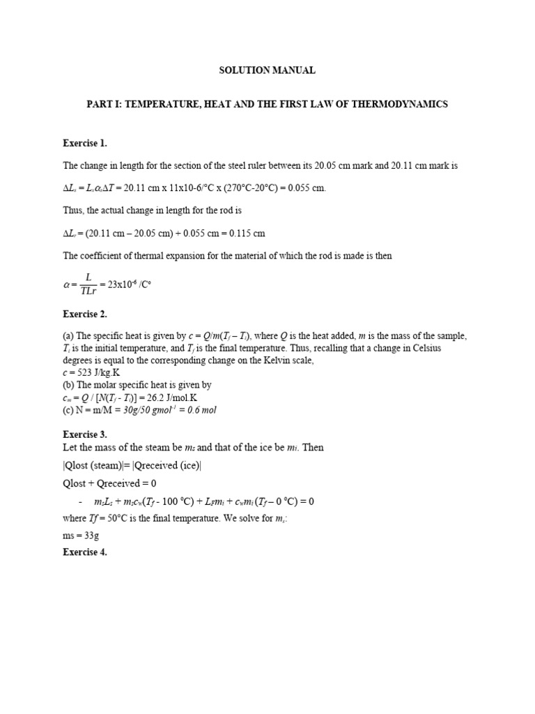 Solution Part 1 (2023) | PDF | Temperature | Heat Capacity