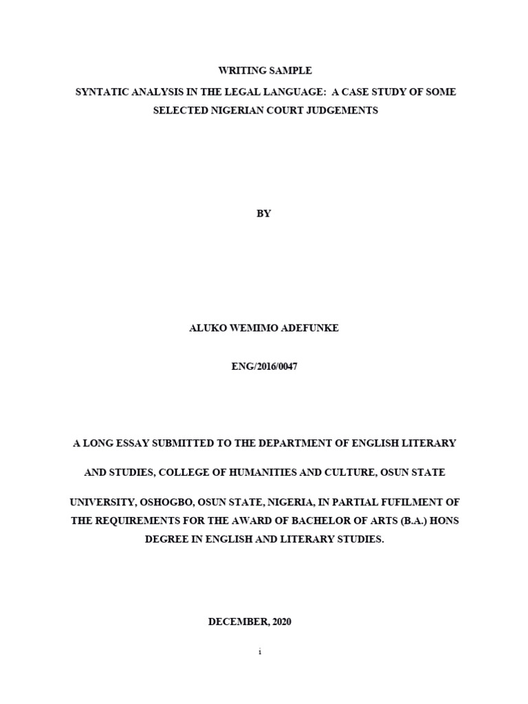 Writing Sample | PDF | Syntax | Word