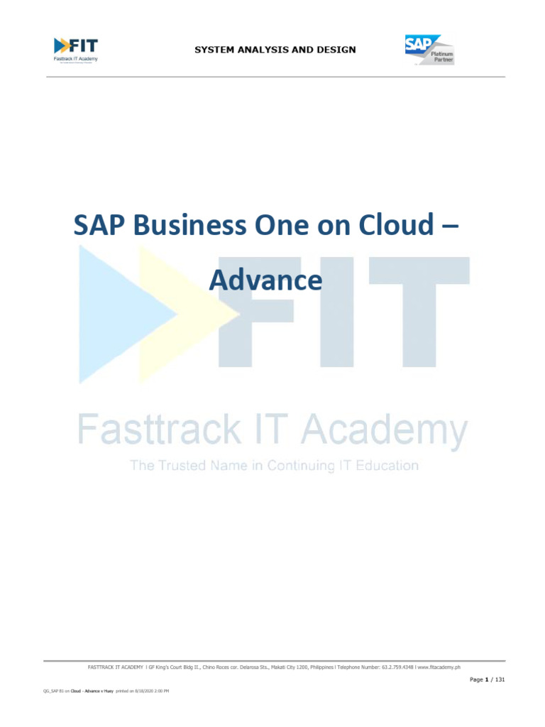 Quick Guide SAP B1 On Cloud Advance 1 | PDF | Cloud Computing | Computing