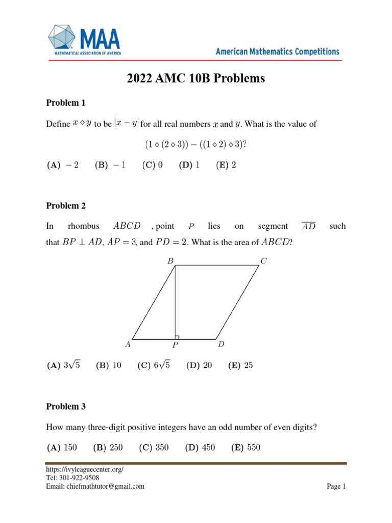 2022 AMC 10B Math Problems | PDF | Polynomial | Equations
