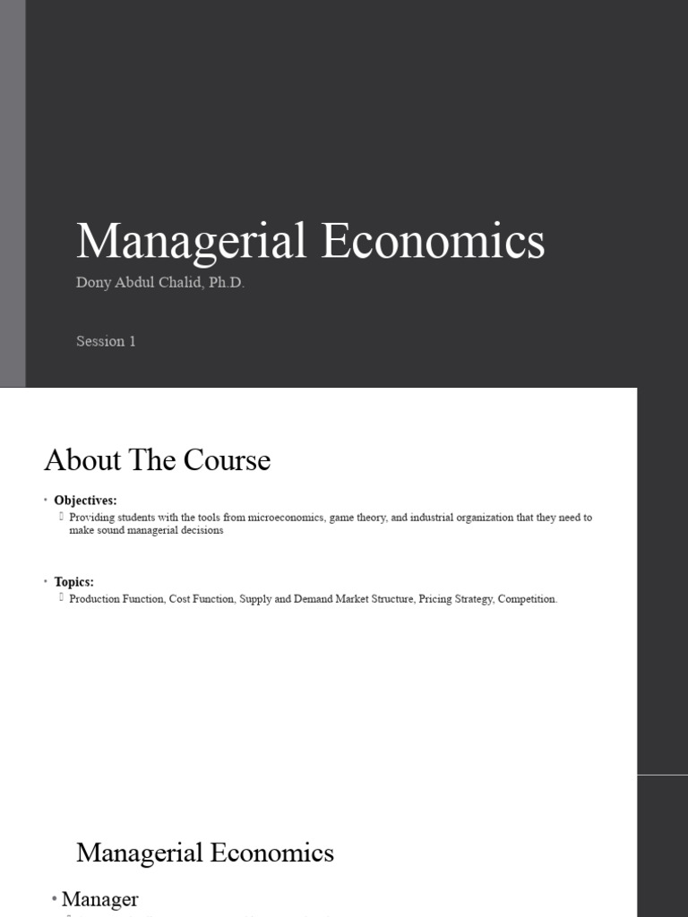 Managerial Economics - Session 1 - MMUI 2023 | PDF | Economics | Profit (Economics)